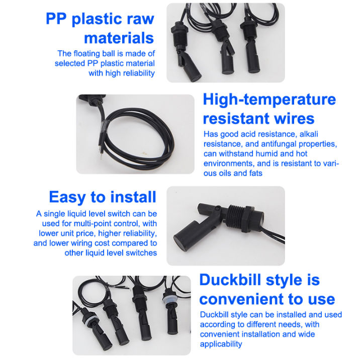 1Pc Plastic Ball Float Switch Water Level Switch 12V-110V Water Level Switch Liquid Level Sensor ...