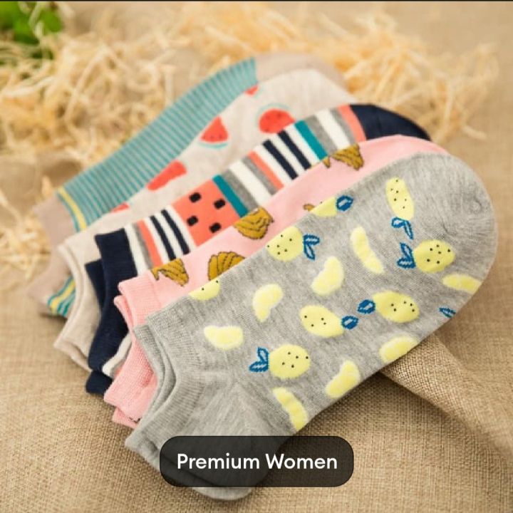 5 Pairs Women Socks Free Size Pink White Rose Gray Light Pink ...