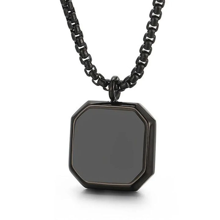 Stainless steel Black Square Pendant Necklace Chain For Men / Gift for ...