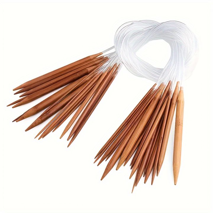 Circular Knitting Needle Set with Smooth Wooden Tip and Transparent ...