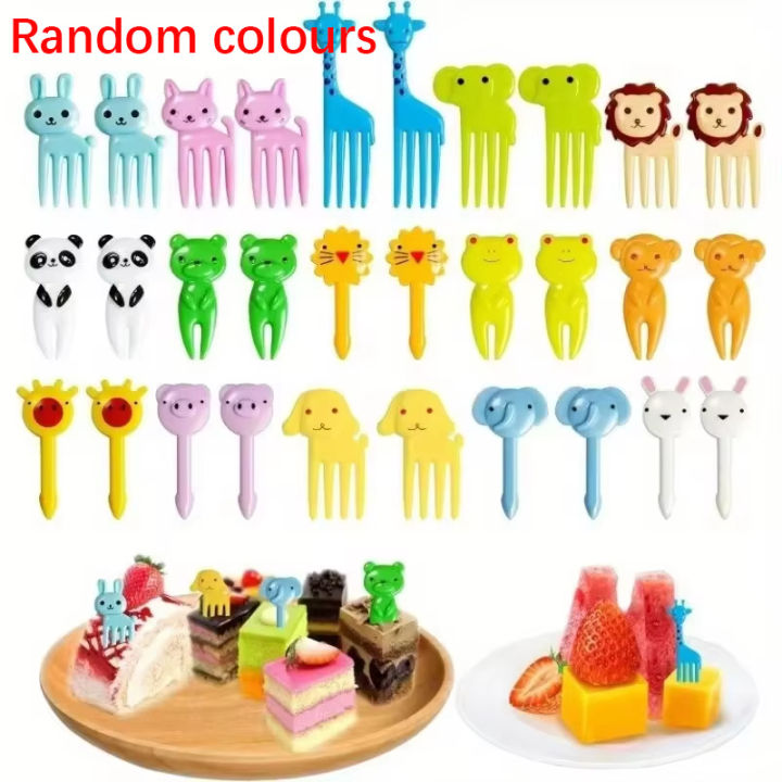 30 Pcs Random Animal Food Forks, Reusable Cute and Funny Cartoon Animal ...