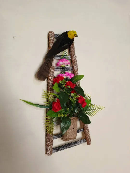Wall Decor | Stair Style Wall Decor | Artificial Flower Decor | Wooden ...