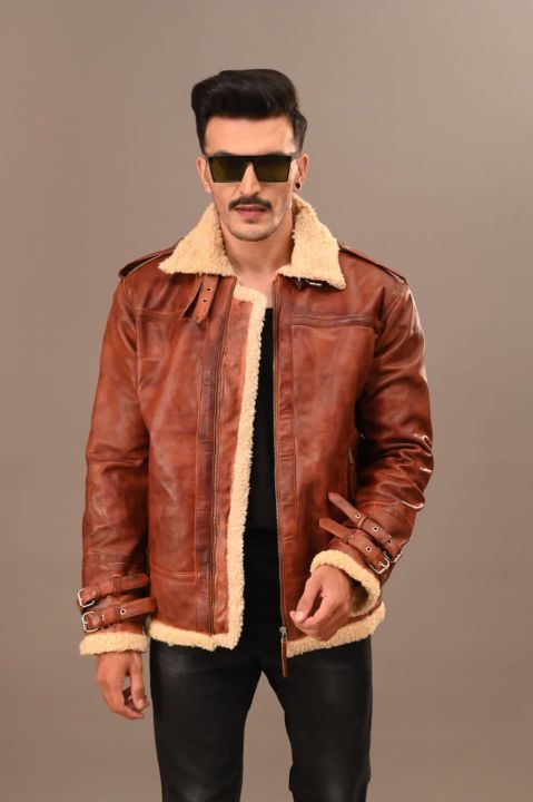 fur leather jacket men sheep skin pure leather | Daraz.pk