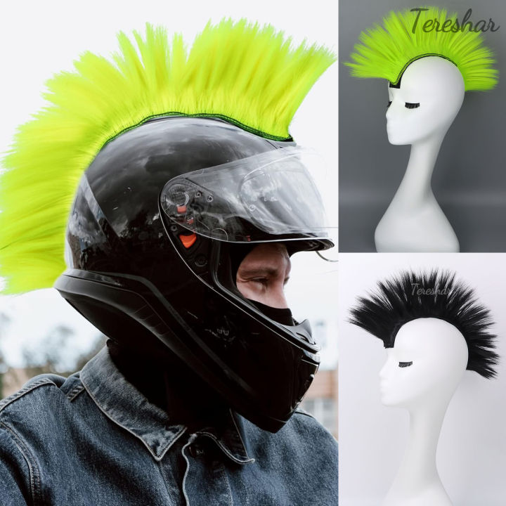 Helmet Mohawk Synthetic Wig Adhesive Mohawk for Motorcycle Bicycle Ski ...