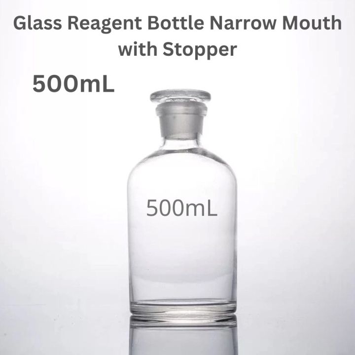 Reagent Bottle Narrow Mouth with Stopper 500ml (1 – 6 Pcs) – Clear ...