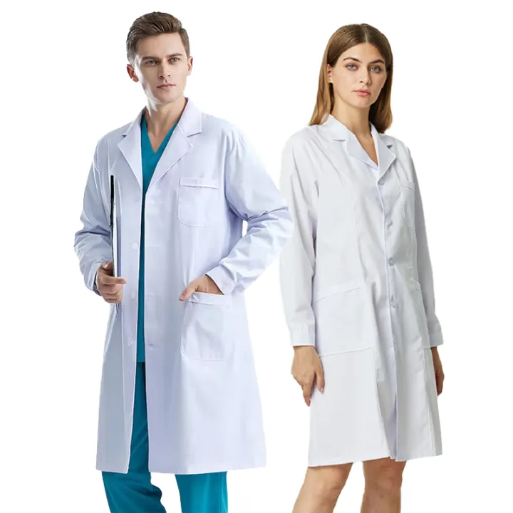 White Lab Coat Long Sleeved Female Doctor's Uniform Male Isolation ...