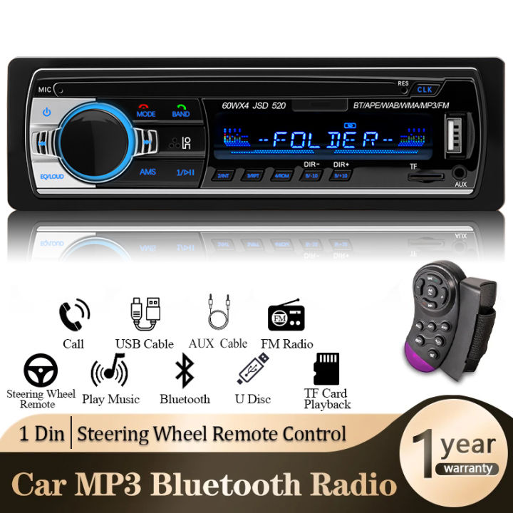 Car Radio 1 din Stereo Player Digital Bluetooth Car MP3 Player 60Wx4 FM ...