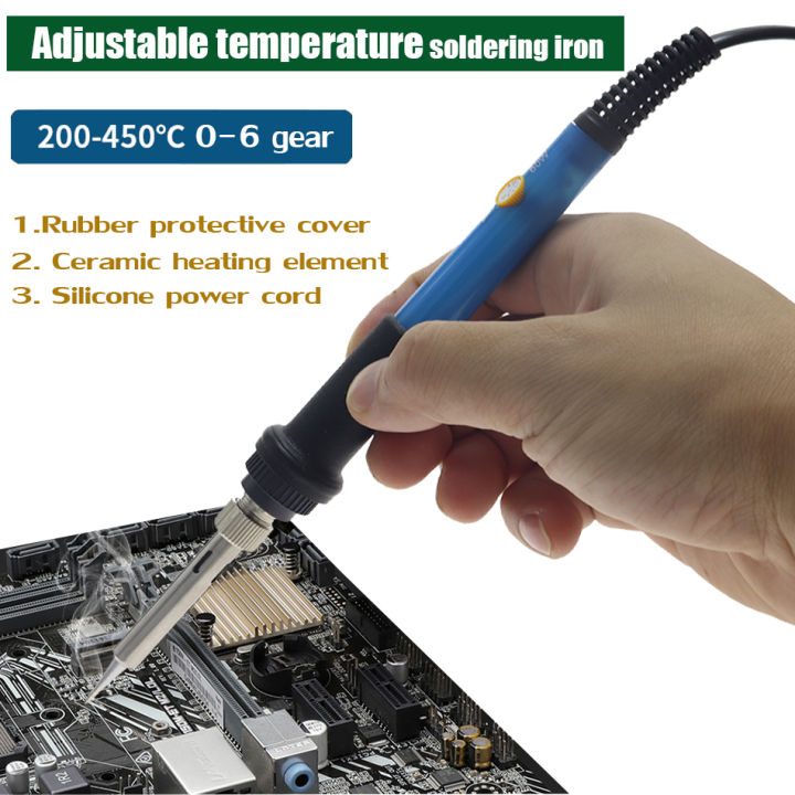 Adjustable Temperature Electric Soldering Iron 220V 110V 60W Welding Solder Rework Station Heat ...