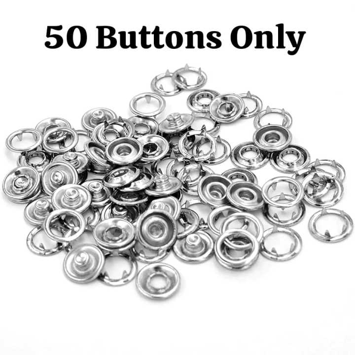 50 Buttons Set & Button Piler, Metal Snaps Buttons 9.5mm & Button Piler ...