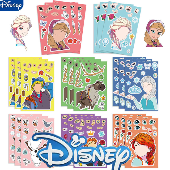 8/16/32Pcs Disney Cartoon Frozen Puzzle Stickers DIY Kawaii Anna Elsa ...