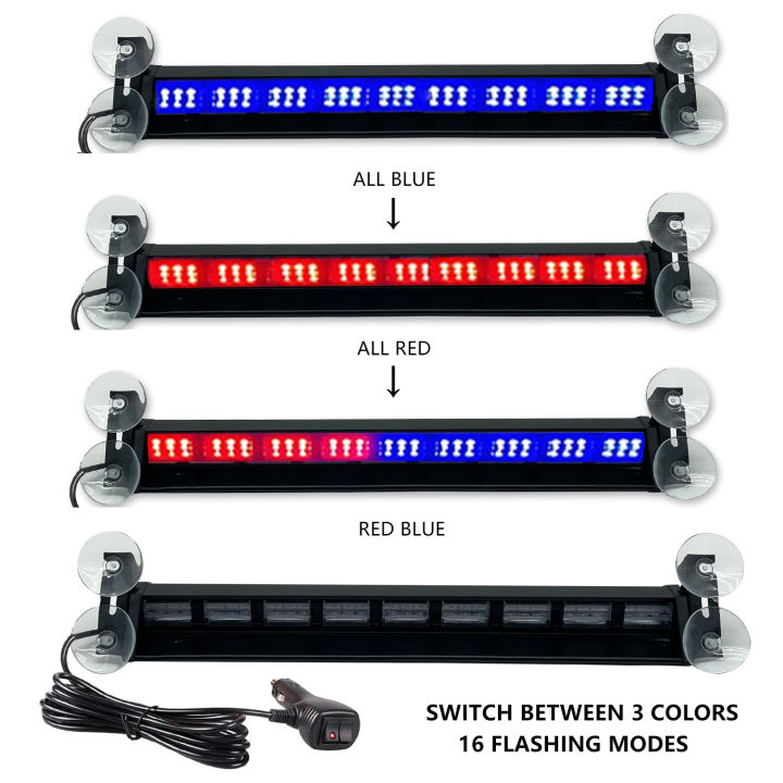 LED Windshield Emergency Strobe Dash Light Bar 12V Stroboscopes Safety ...