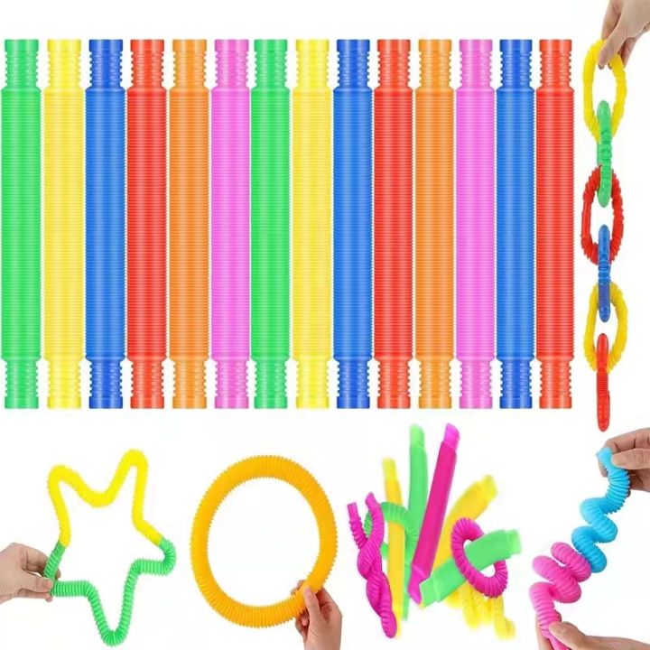 8PCS Colorful Telescopic Tube Pop Tube Stretching Tube Corrugated Tube ...
