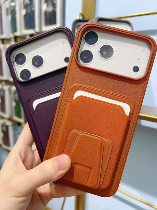 iPhone 17 Pro Max Premium Leather Card Holder Back Cover | Luxury ...