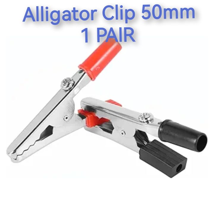 2 Pcs (1 Pair) Metal Alligator Clips 52mm Red Black Pair Insulated ...