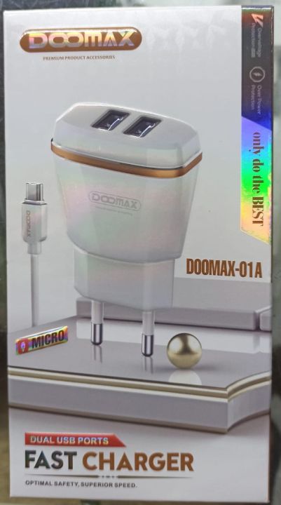 Doomax fast charger 0.1A 2 USB port cable included | Daraz.pk
