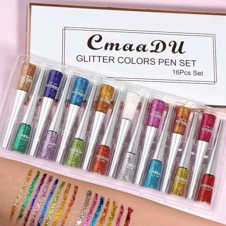 Cmaadu 16 Colors Glitter Eyeliner Set | Daraz.com.bd