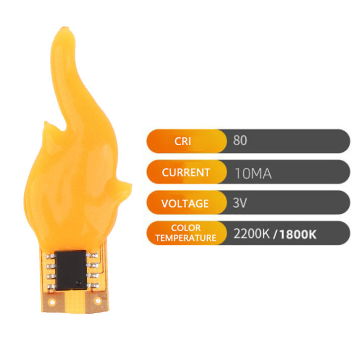 3V Led Cob Flash Candles Edison Flame LED Filament 2200K Diode Birthday ...