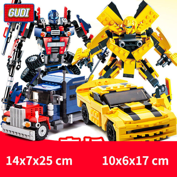 6 In 2 deformation robot building blocks set block toy change car kids ...