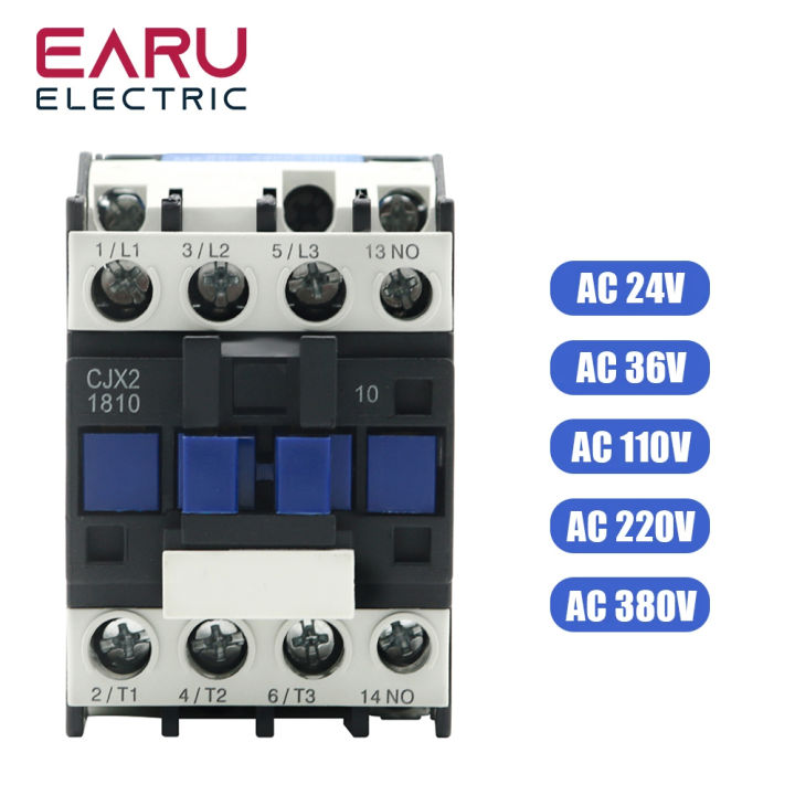 CJX2-1810 LC1 AC Contactor 18A 3 Phase 3-Pole NO Coil Voltage 380V 220V 110V 36V 24V 50/60Hz Din ...