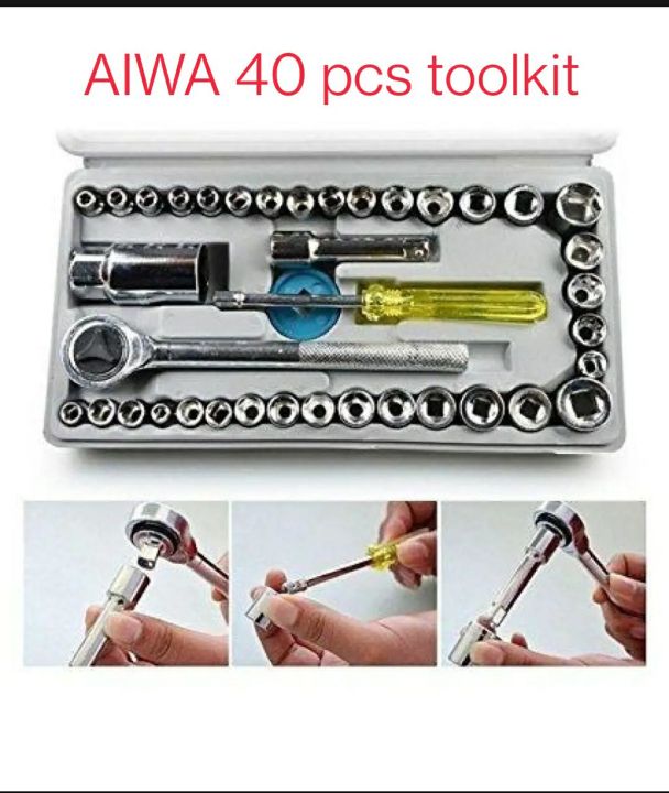 AIWA 40 pcs tool kit toolkit combination ratchet set goti set socket set | Daraz.pk