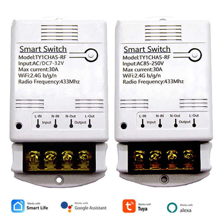 Wifi 30A Relay Module 85-250V 220V 7-32V Smart Switch Home Automation ...