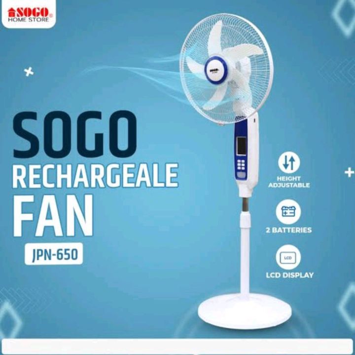 Sogo Rechargeable Stand Fan JPN-650 Charging Fan 16 Inch Stand Fan ...