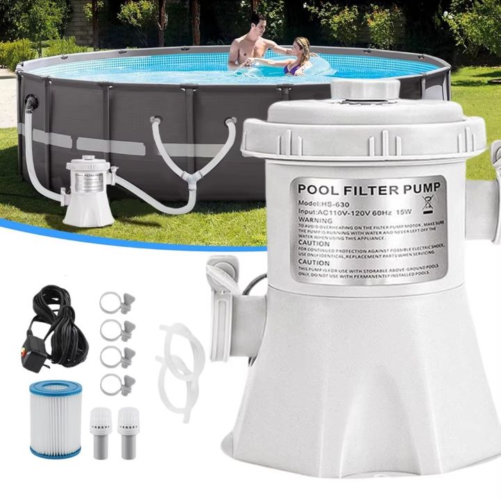 Pool Filter Pump 330 GPH Paddling Pool Electric Water Pump With 2 Pool ...