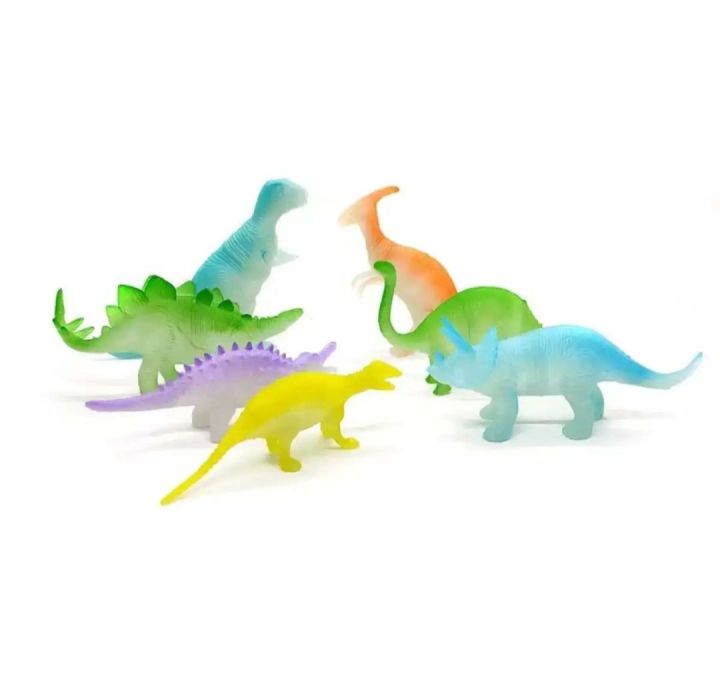 Radium Glow Dinosaur Dino World Action Figure Toy 7 pcs | Daraz.com.bd