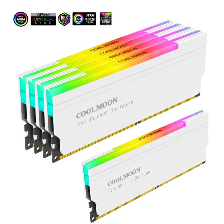 5V-3PIN ARGB RAM Heatsink Aura Sync Heat Spreader Cooler with Thermal Silicone Pad for Desktop ...