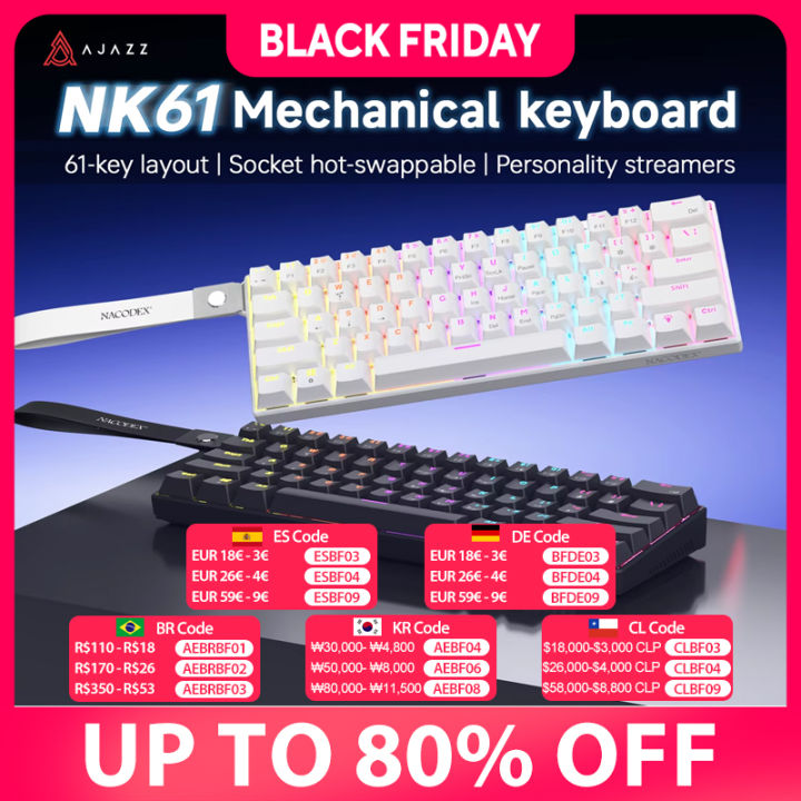 AJAZZ NK61 Wired Gaming Mechanical Keyboard 60% RGB Hot-Swappable 61 ...