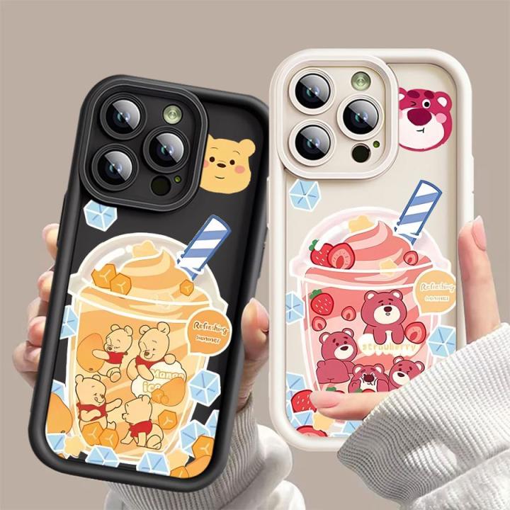 Disney Cute Pooh Lotso Bear Drink Phone case for iPhone 15 16 11 12 13 ...
