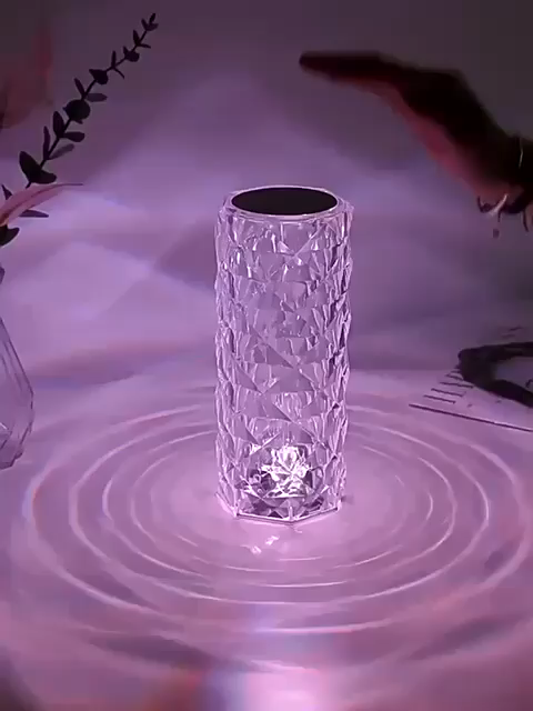 16 Colors LED Crystal Table Lamp – Touch Sensor RGB Bedside Lamp with ...