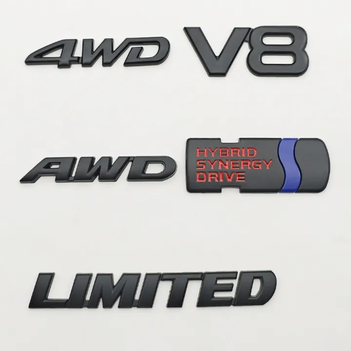 3D Metal Black HYBRID SYNERGY DRIVE V8 LIMITED AWD 4WD Logo Emblem Car ...
