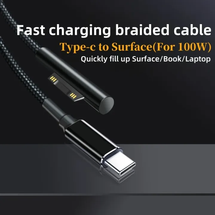 PD 100W Type-C to Microsoft Surface Charger Cable Braided USB-C Power ...