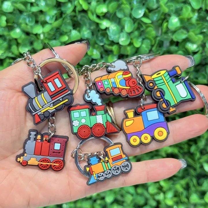1/7Pcs Steam Train Key Ring Decorations Locomotive Keychain Kids ...