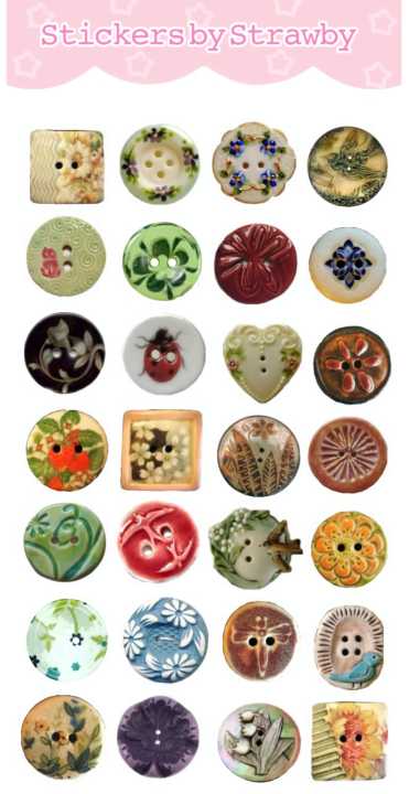 Whimsy Buttons • Junk Journal Sticker Sheet • Trinkets & Tidbits ...