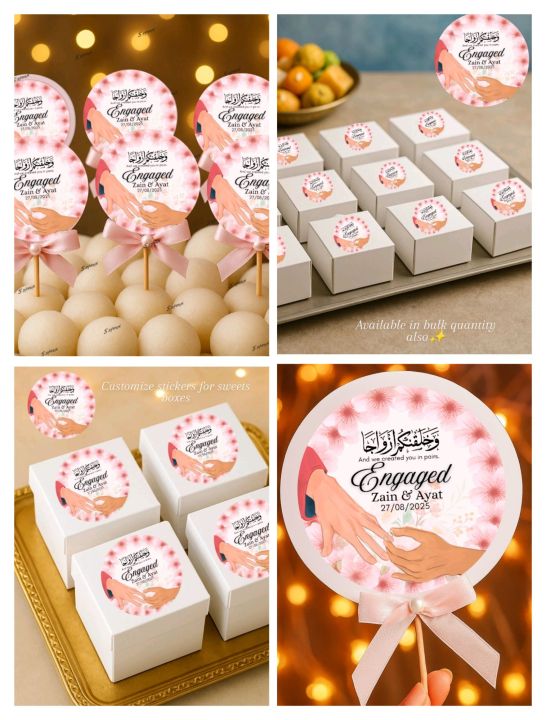 Engagement Decor Combo – 6 Customize Cupcake and mithai Toppers + 12 ...