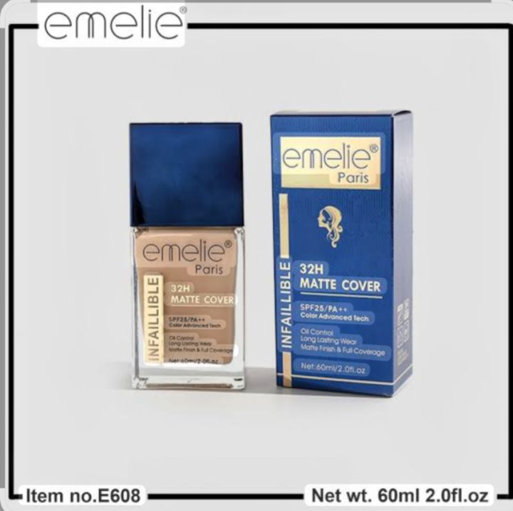 Emelie Paris 32H Matte Cover Foundation. | Daraz.pk
