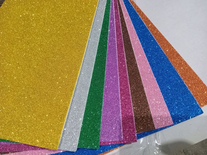 Glitter sheet Malti color Glitter Fomic sheet 10pcs of 1 pack malti ...