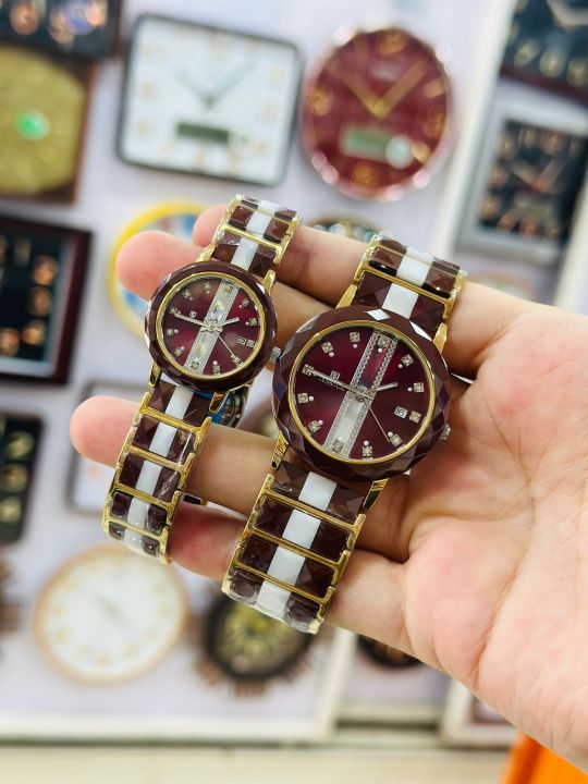 TESSTON Stone Watch New Design Pair Stylish | Daraz.pk