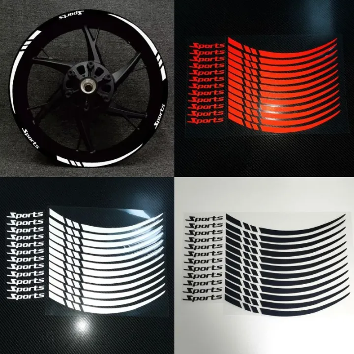 12pcs 18in Wheel Rim Motorcycle Hub Stickers Set Sport Stripe ...