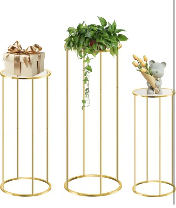 Set of 3 Fully Assembled Gold Wedding Pedestals - Luxury Event Display ...