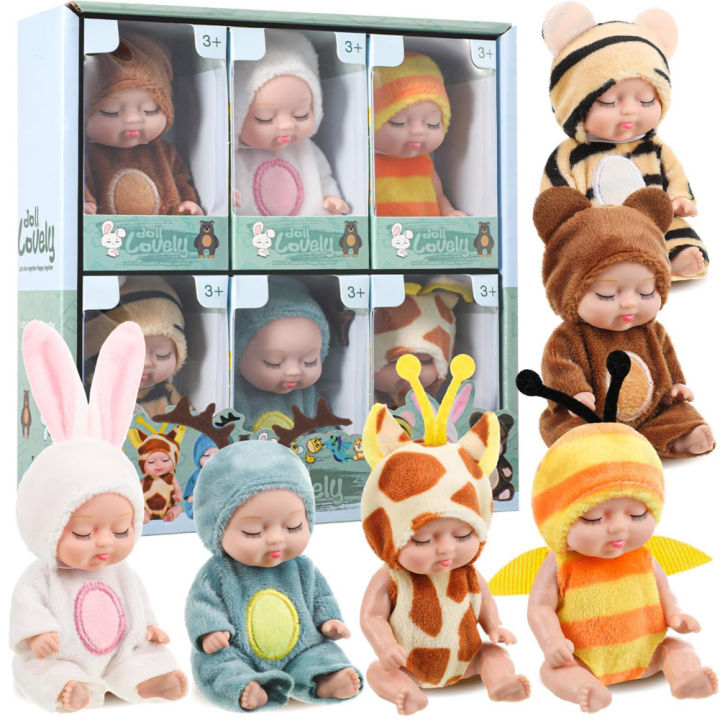 6Pcs Simulation Princess Dolls Toy Mini Cute Sleeping Baby Series Doll ...