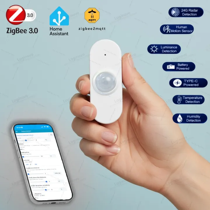 Zigbee 24G Radar Human Presence Motion Sensor TYPE-C/Battery Powered ...