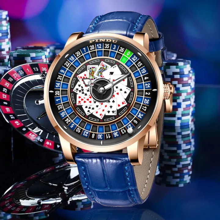 PINDU Design New Mechanical Watch NH35 Poker Rotating Dial Las Vegas ...
