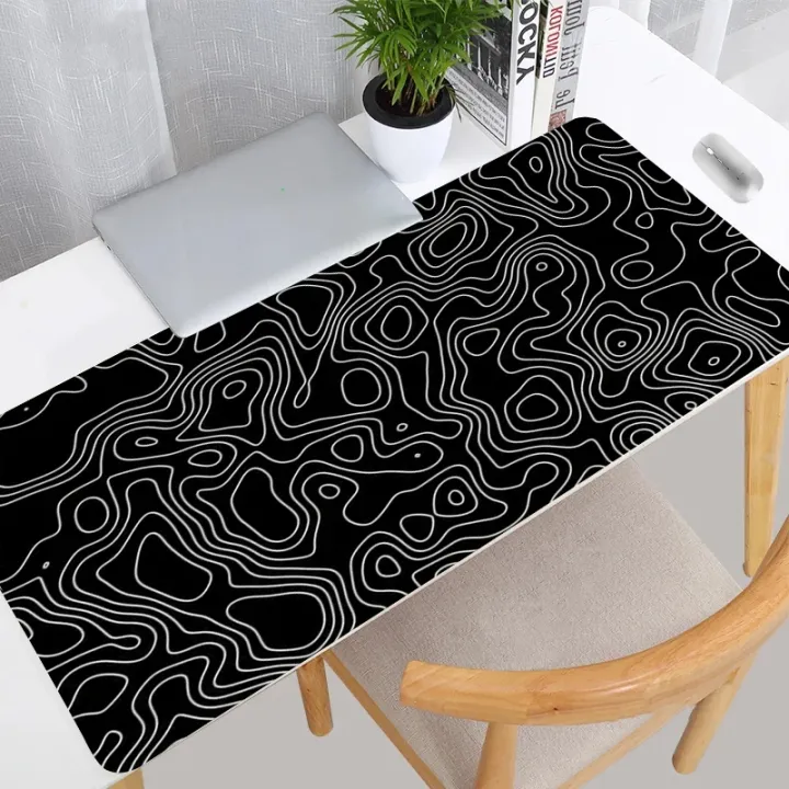 Black White Topographic Map XXL Mousepad Computer Keyboard Pad Mouse ...