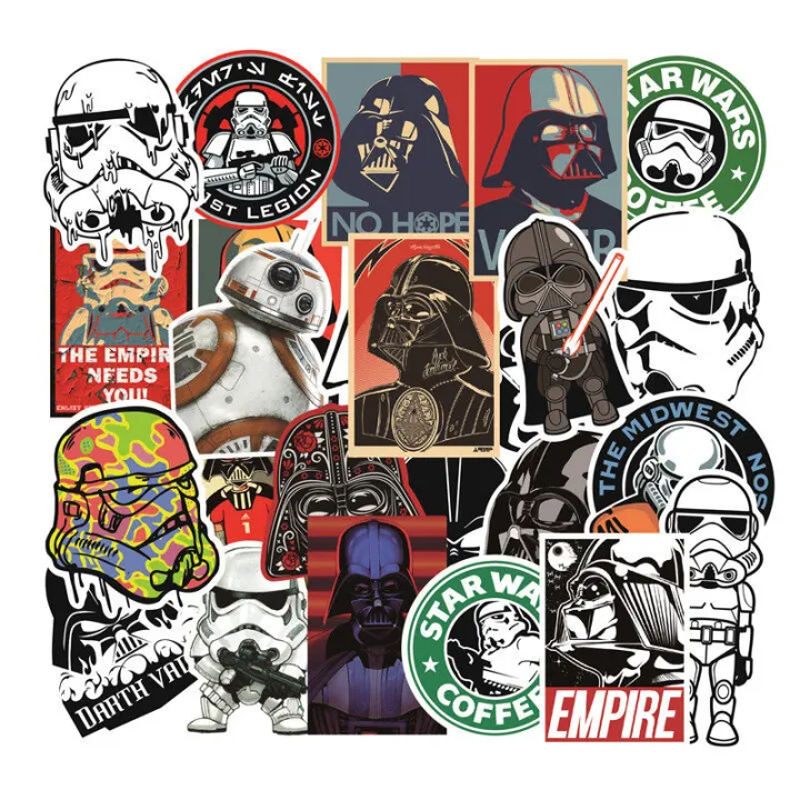 Big size star war 25 sheets anime cartoon sticker waterproof removable ...