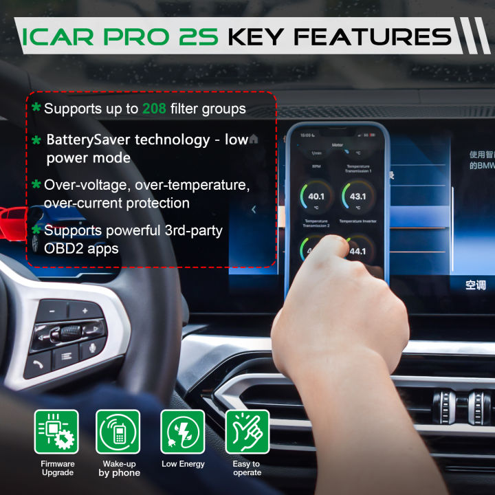 New Vgate iCar Pro 2S ELM327 Bluetooth 5.3 for Android/IOS/PC OBD2 Car ...