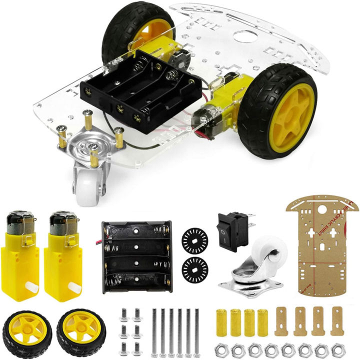 DIY Robot Smart Car Chassis Kit with Speed Encoder, 2 Wheels and and Battery Box for Arduino ...