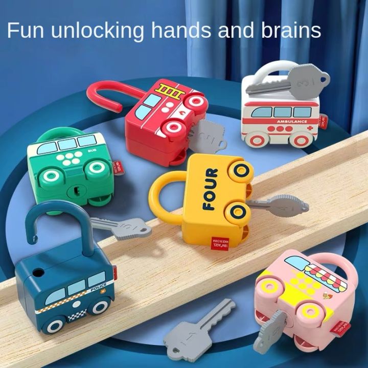 Baby Learning Lock with Key Car Games Montessori Educational Toy Number ...